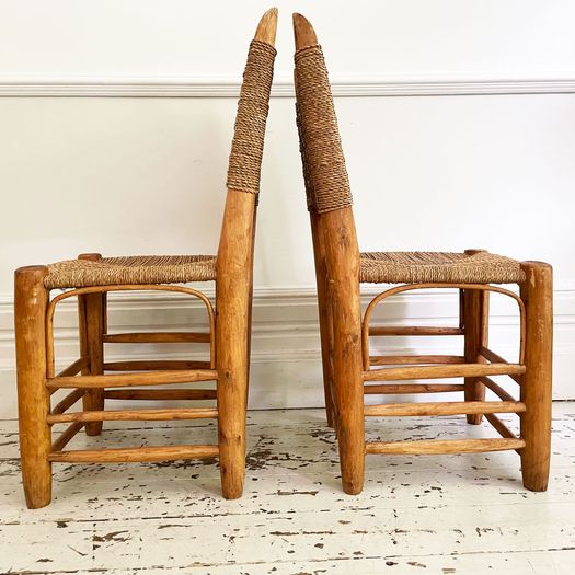 A Set of Four Mid Century Spanish Rope and Wood Chairs from Streett ...